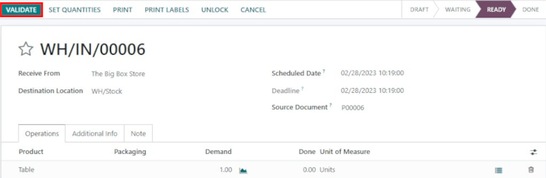 Process receipts and deliveries in one step — Odoo 14.0 documentation