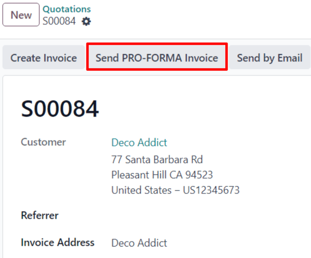 Pro-forma invoices — Dokumentasi Odoo 18.0