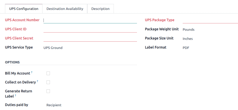 UPS integration — Odoo 19.0 documentation