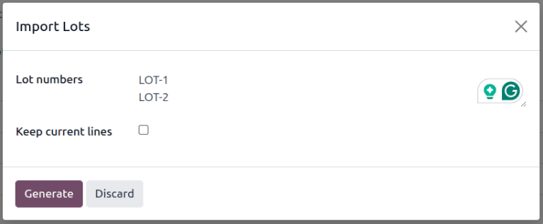 Lot numbers — Odoo master documentation