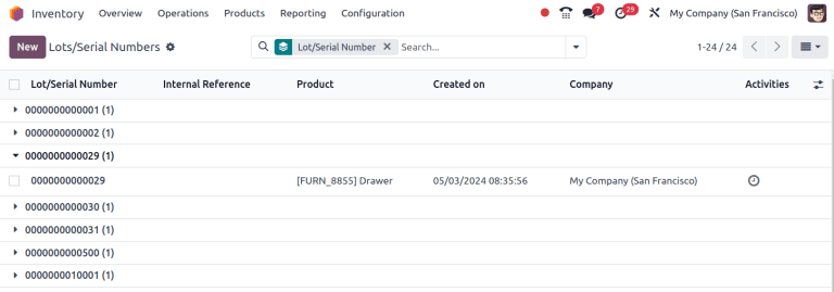 Lot numbers — Odoo master documentation