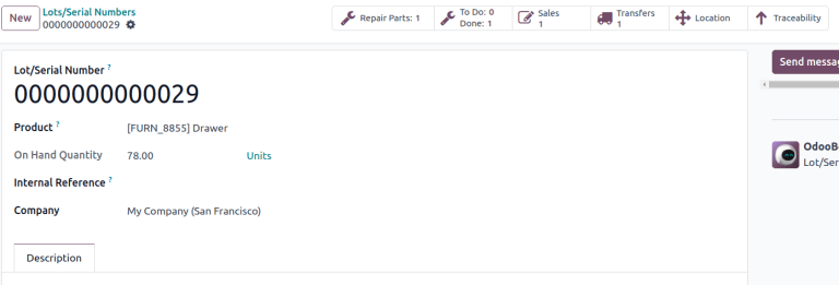 Lot numbers — Odoo master documentation