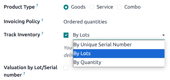 Lot numbers — Odoo master documentation