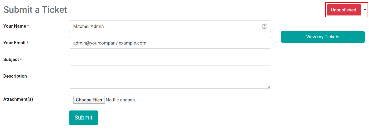 Start Receiving Tickets — Odoo 14.0 documentation