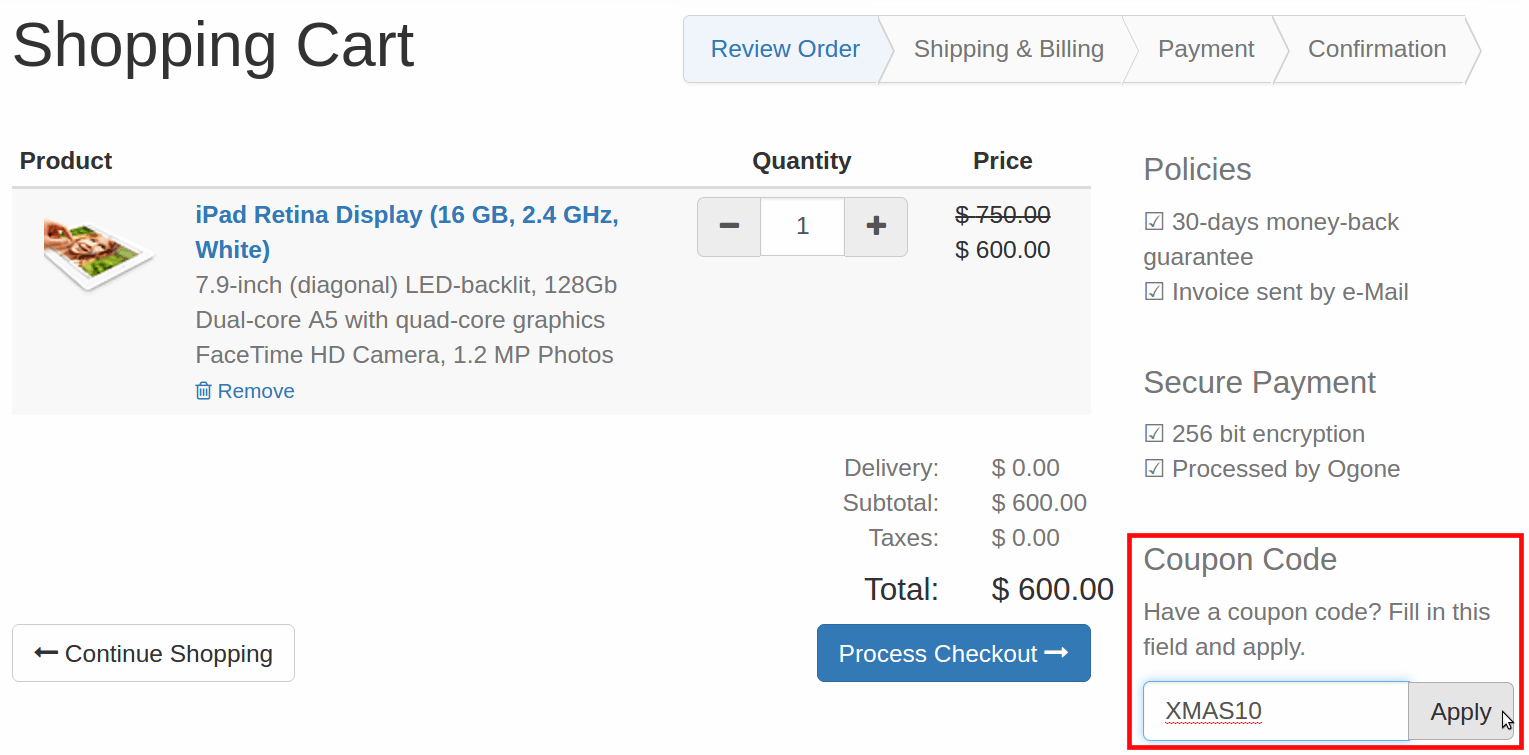 Comment créer et partager des codes promotionnels — Documentation Odoo 14.0
